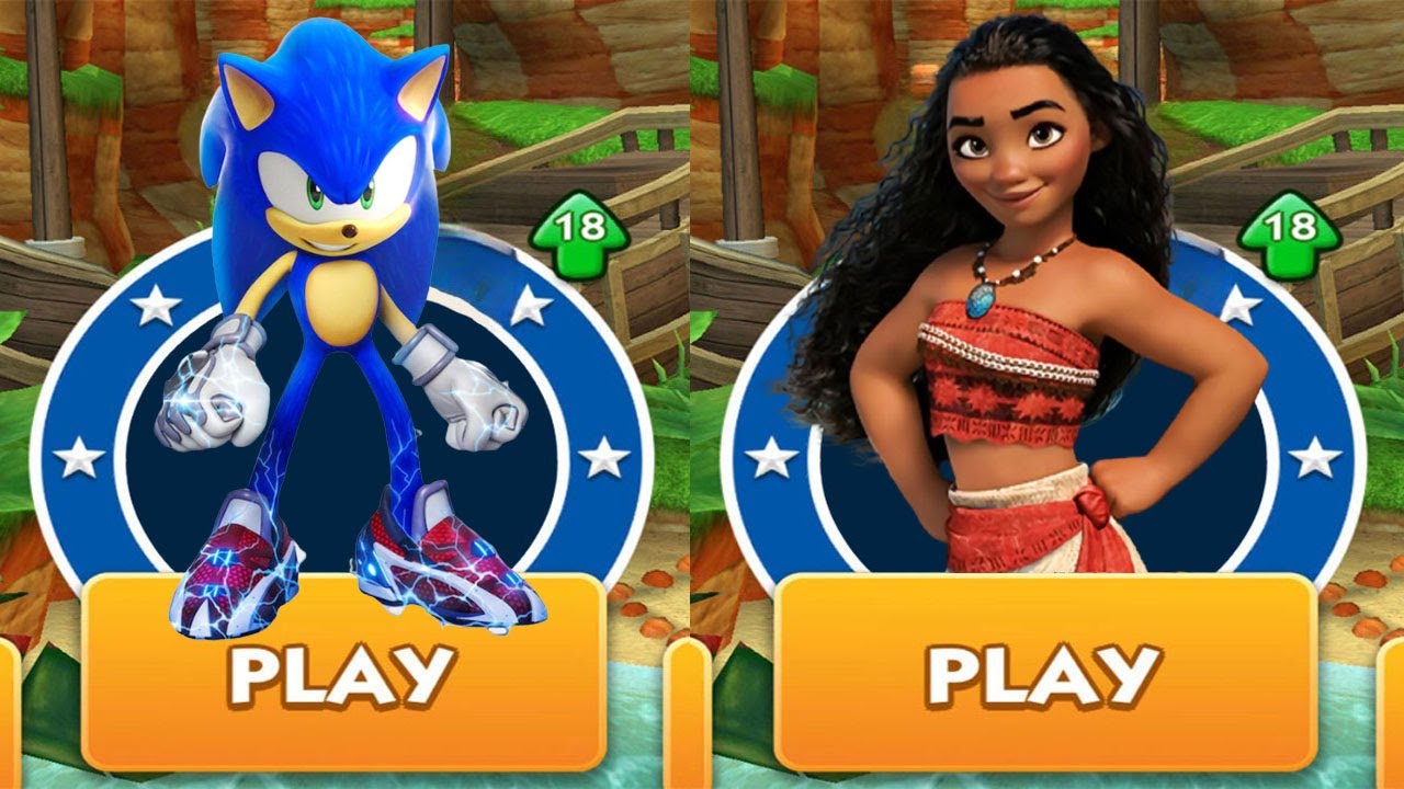 Sonic Dash vs Moana Princess Run - Boscage Maze Sonic vs All Bosses ...