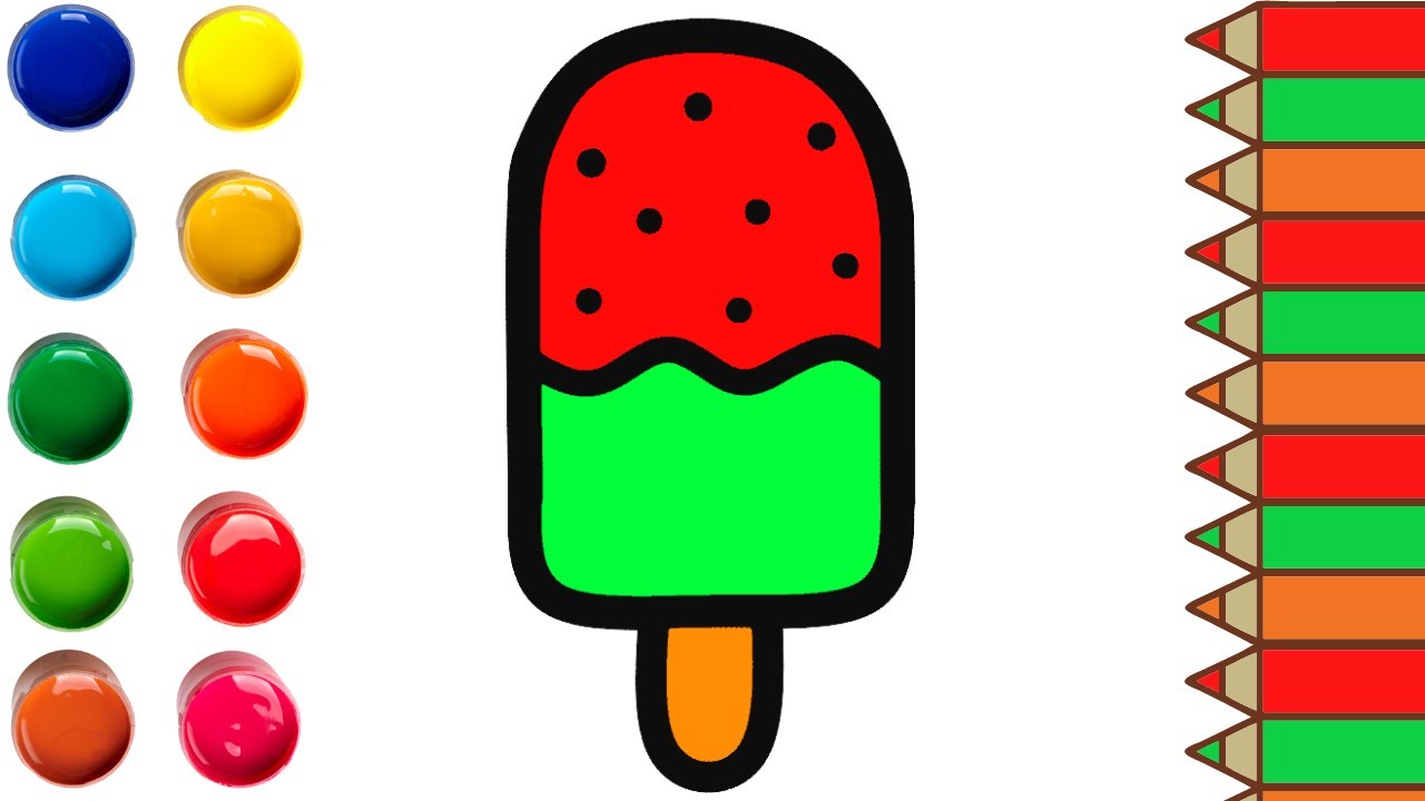 Bolalar uchun qaymoq rasm chizish /Drawing Watermelon ice cream for ...