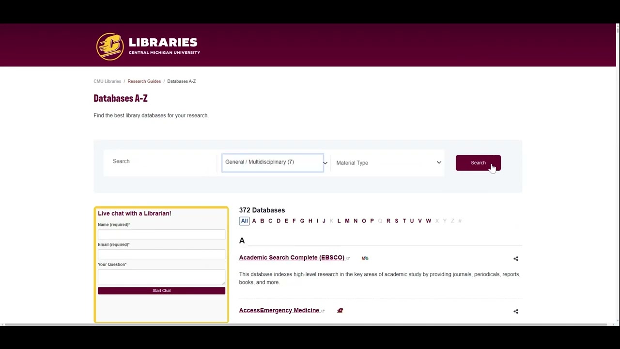 Finding General Databases Through Databases A Z default - YouTube