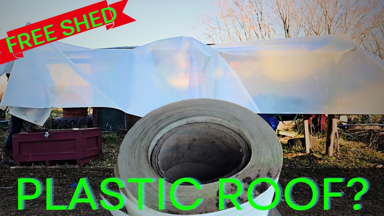 Free shed build, making a roof out of plastic! - YouTube