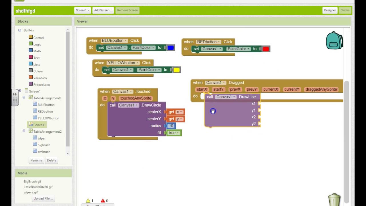 AI2 Finger Paint Draw on Canvas (2) - YouTube