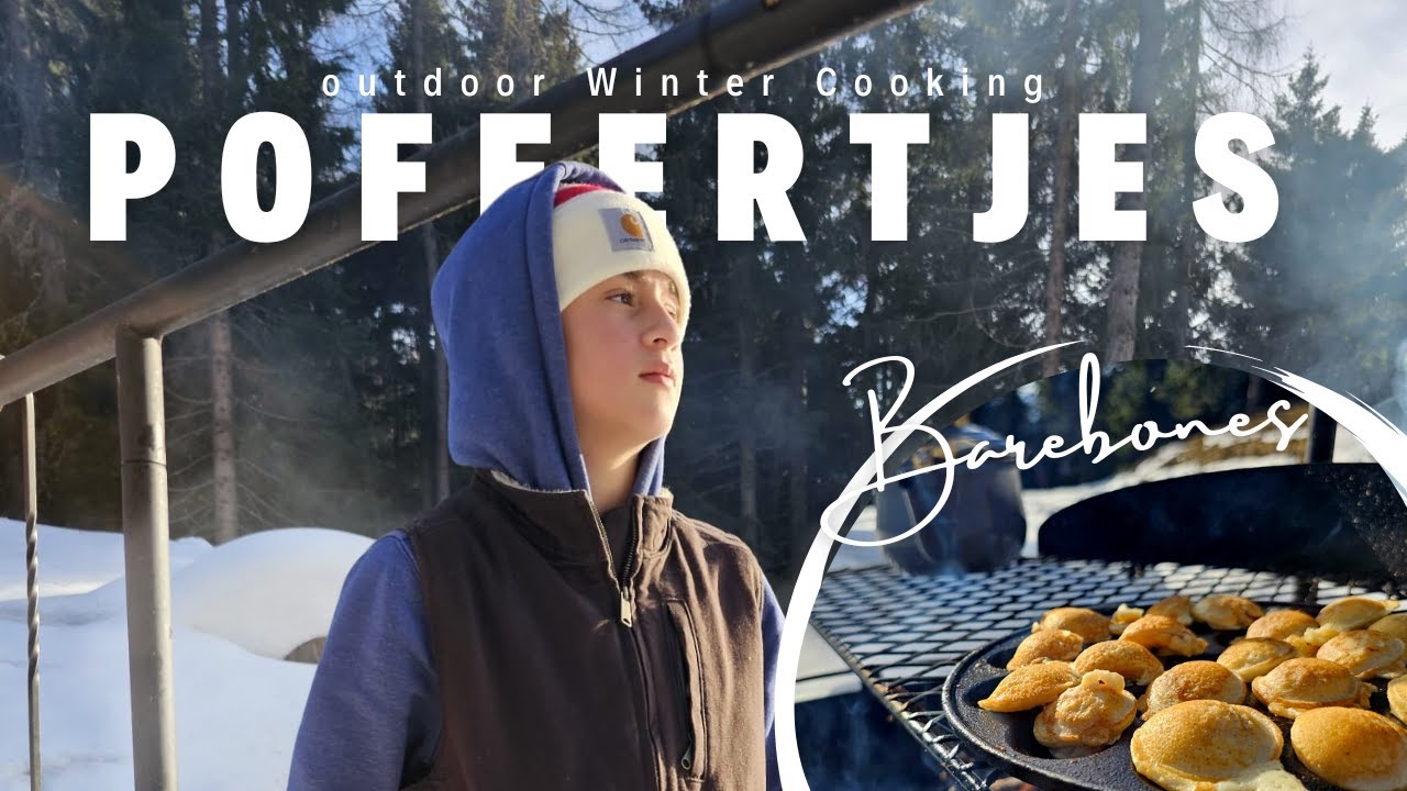 Poffertjes Outdoor Winter Cooking on Barebones Fire Pit Grill - YouTube