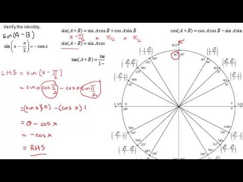 Verify Trigonometric Identity Using Difference Formula for Sine Function: sin(x-pi/2)=-cosx ...