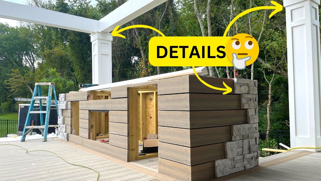 Deck Details - PVC Columns And Outdoor Kitchen! - YouTube