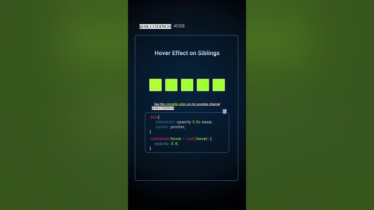 Hover effect on sibling in html and css #css3 #hovereffect #trending #shorts - YouTube