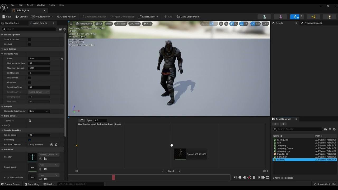 UE5 Blueprints Tutorial 068-15 Create Animations, Blend Space 1D, Walking - YouTube