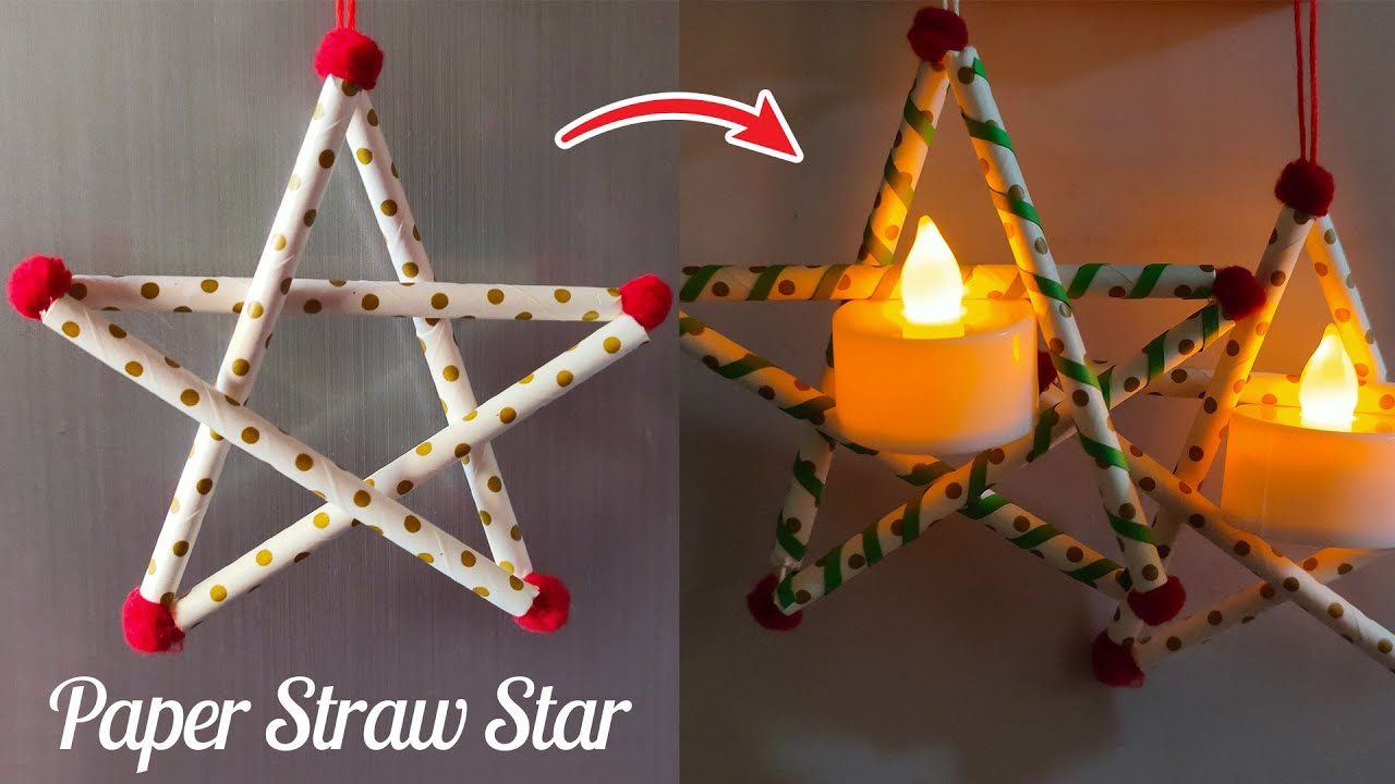 Easy Star Using Drinking Paper Straw ⭐ DIY Christmas Ornaments - YouTube