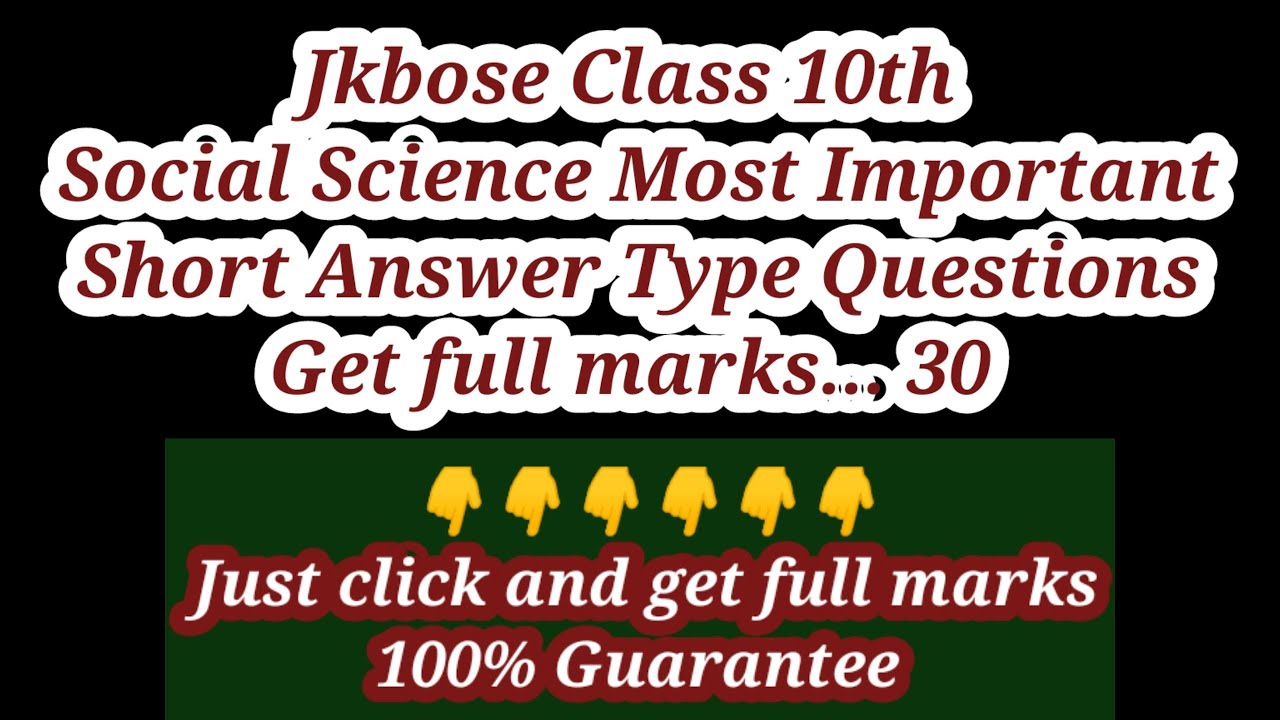 jkbose 10th class social science most important short answer type ...