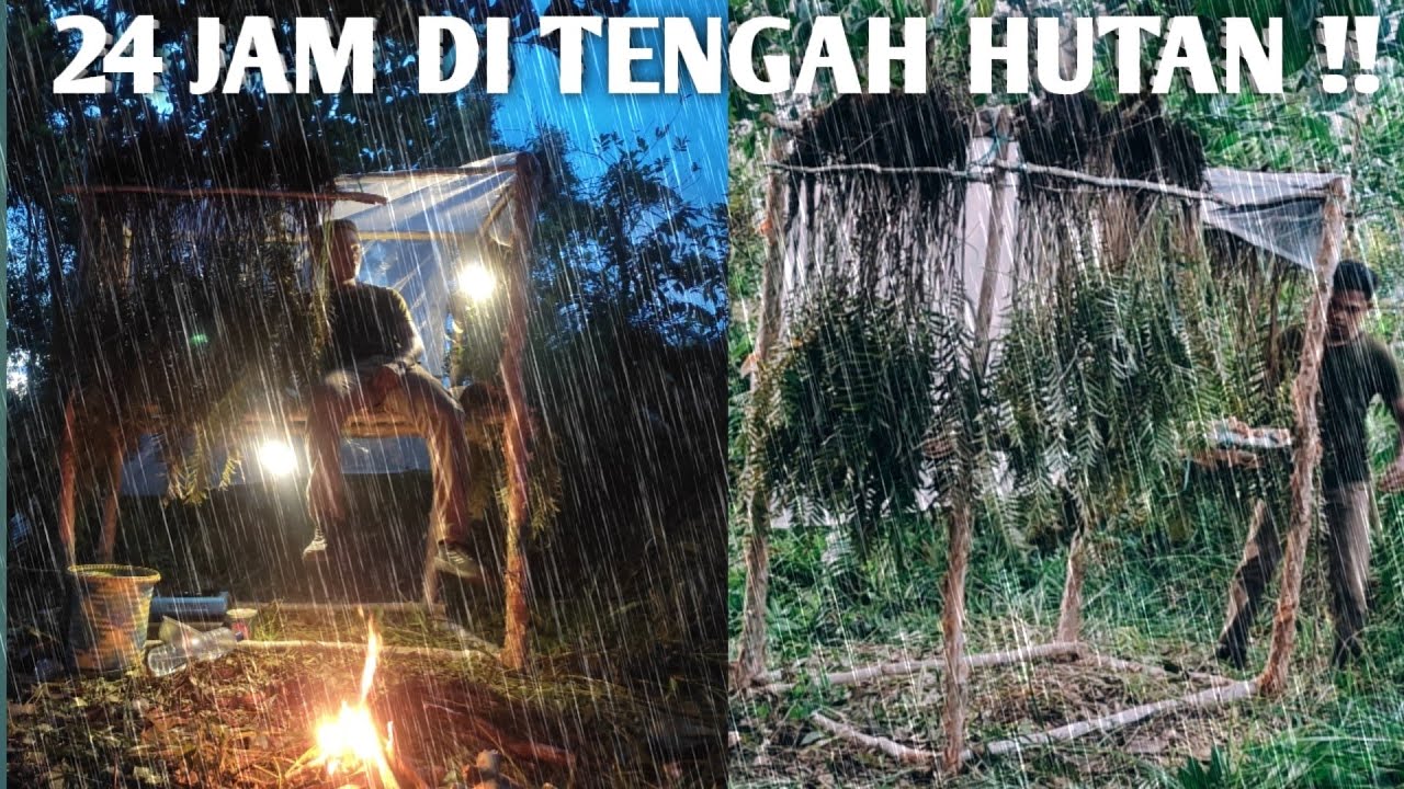 SOLO CAMPING HUJAN - BUSHCRAFT DI SHELTER YANG BISA BERPINDAH DI HUTAN ...