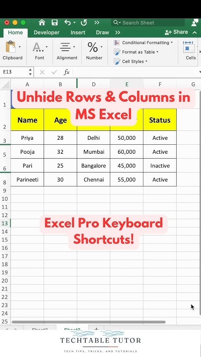 🔥Excel Shortcuts to Unhide Rows and Columns: MS Excel Tips and Tricks #excel #excelshortcuts # ...