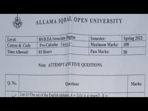 Pre-Calculus (4431) Past paper Spring 2022 | BS, Bed, Associate Degree ...