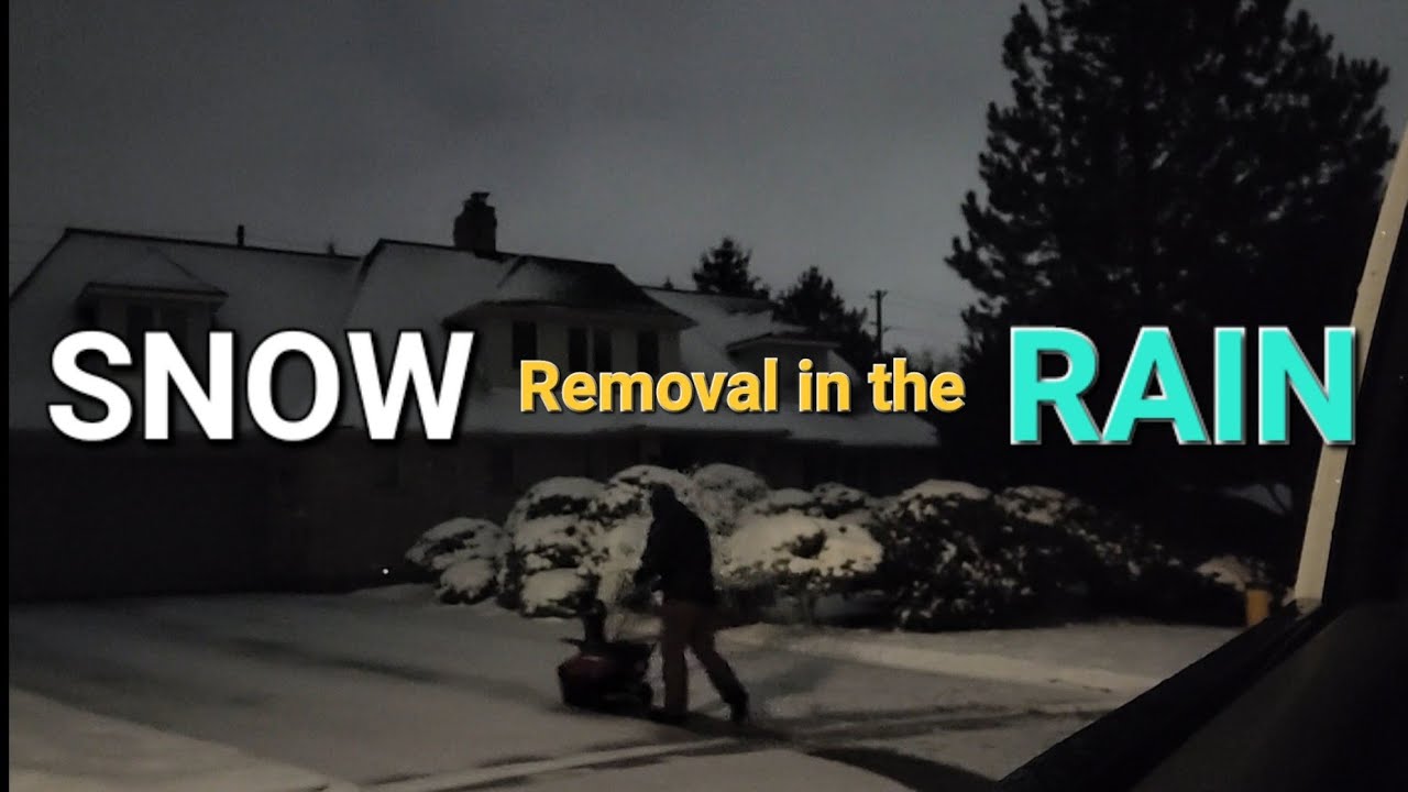 Shoveling snow in the rain. Snow removal business - YouTube