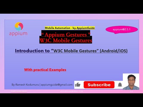 Introduction to “W3C Mobile Gestures” (Android/iOS) | Appium Gestures | Appium2.0 - YouTube