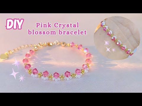 Pink crystal blossom bracelet | how to make bracelet at home easy and ...