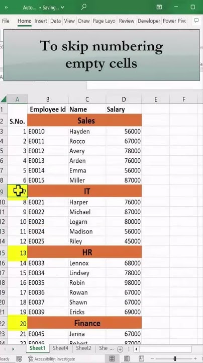 Excel Tips How To Skip Empty Cells In Numbering Youtube
