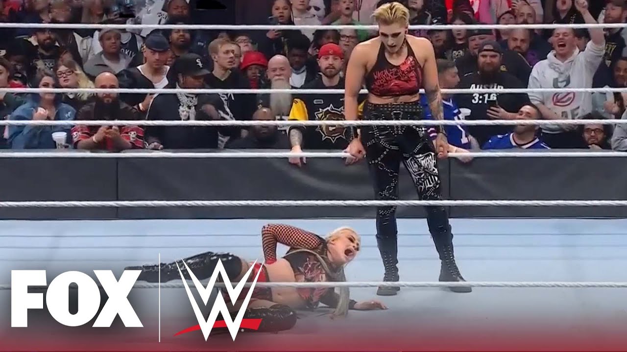Rhea Ripley attacks Liv Morgan after losing the Tag Team Title Match to ...