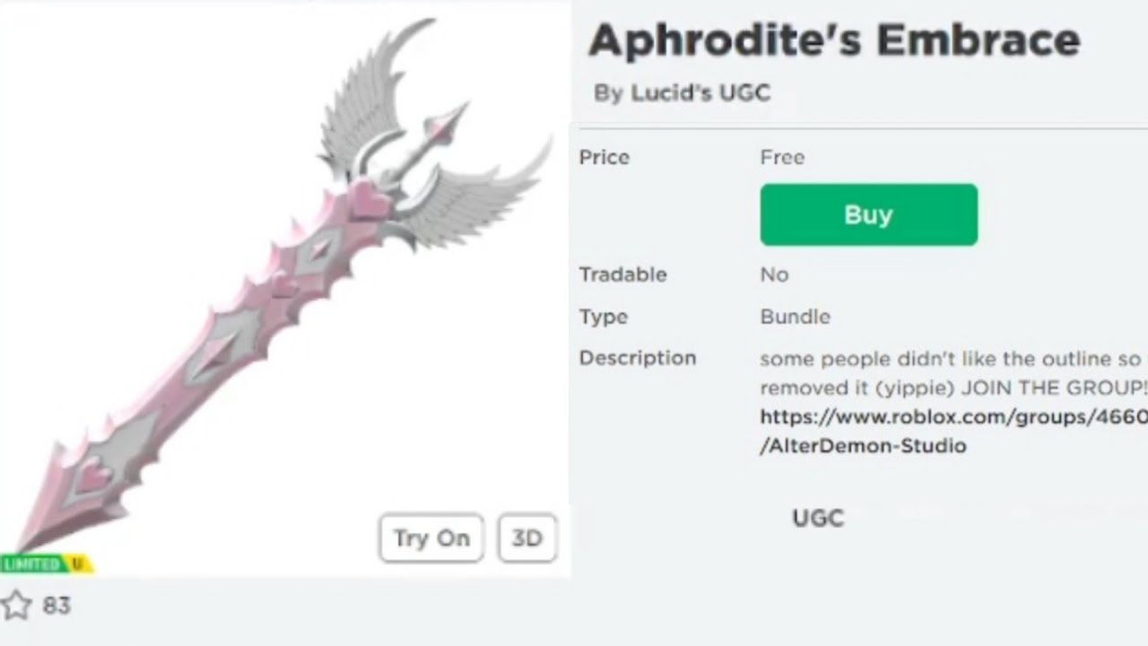 [LIMITED STOCK] *FREE ITEM* How To Get APHRODITES EMBRACE on Roblox ...