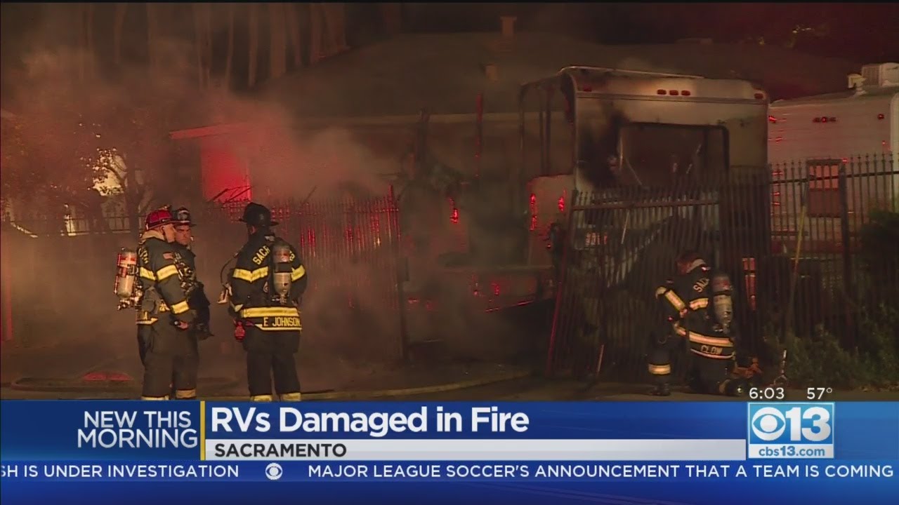 RVs Damaged In Fire At Dealership In Sacramento - YouTube