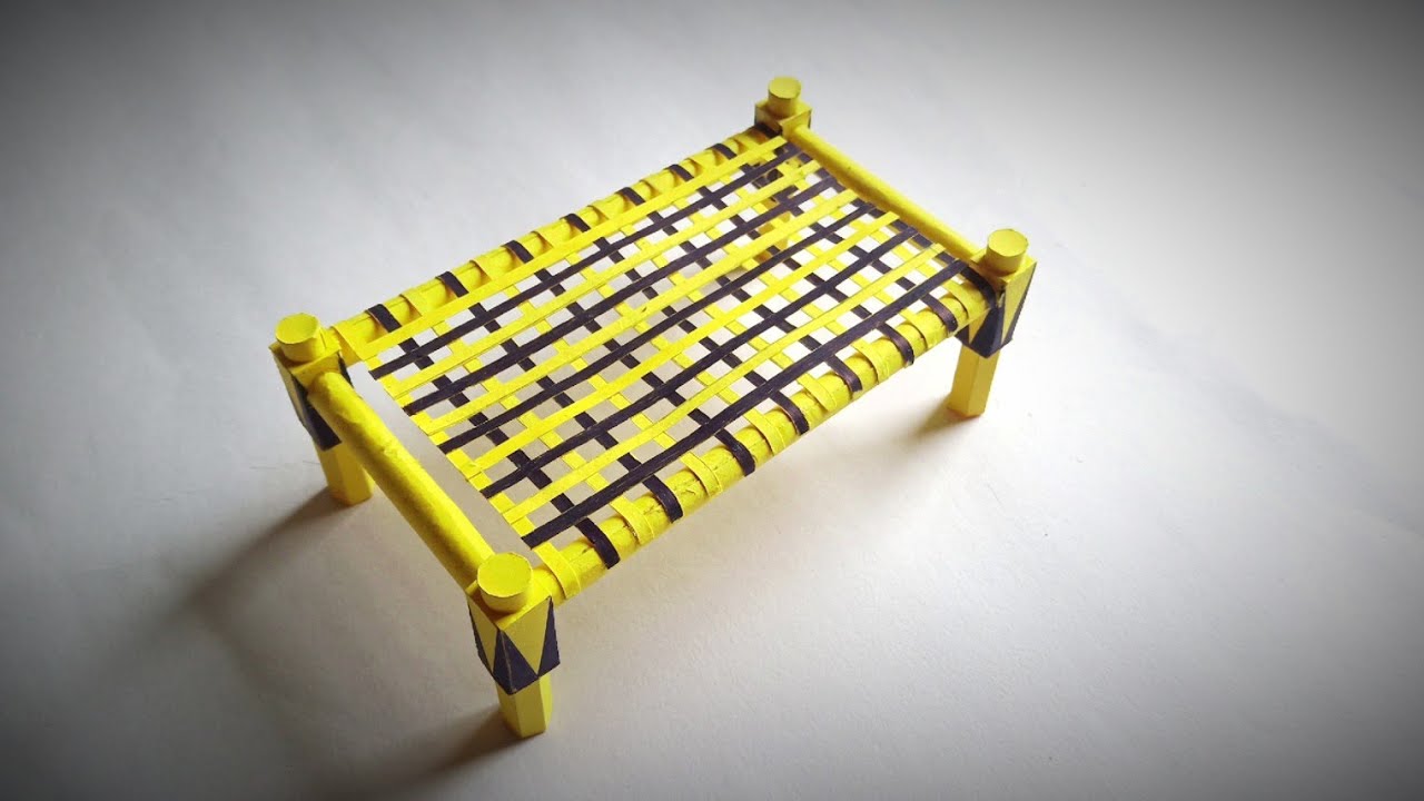 Mini Charpai of paper with simple design ||simple DIY|| Mr mini creator ...