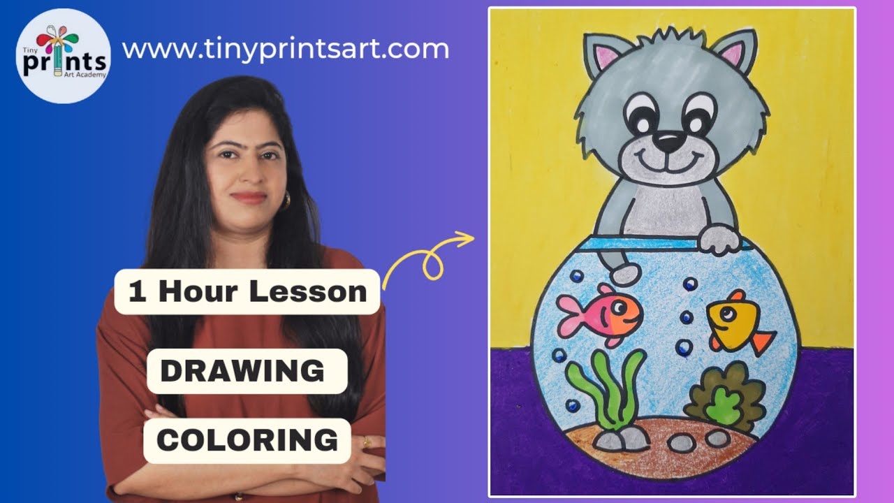 How To Draw Cat Catching Fishes - YouTube