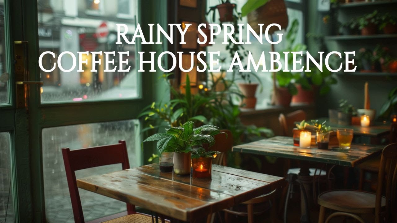 Cozy Cafe Vibes on a Rainy Spring Day, Spring Coffee House Ambience ...