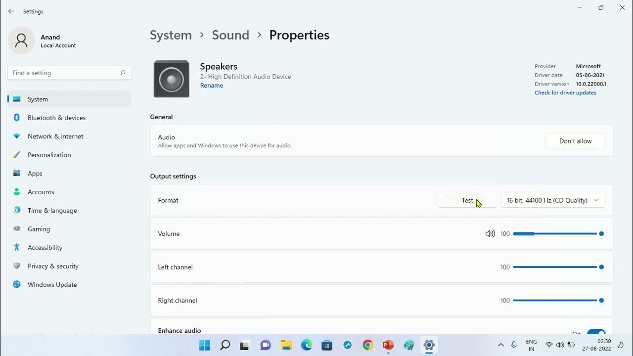 Change Input Output Audio Format on Windows 11 - YouTube