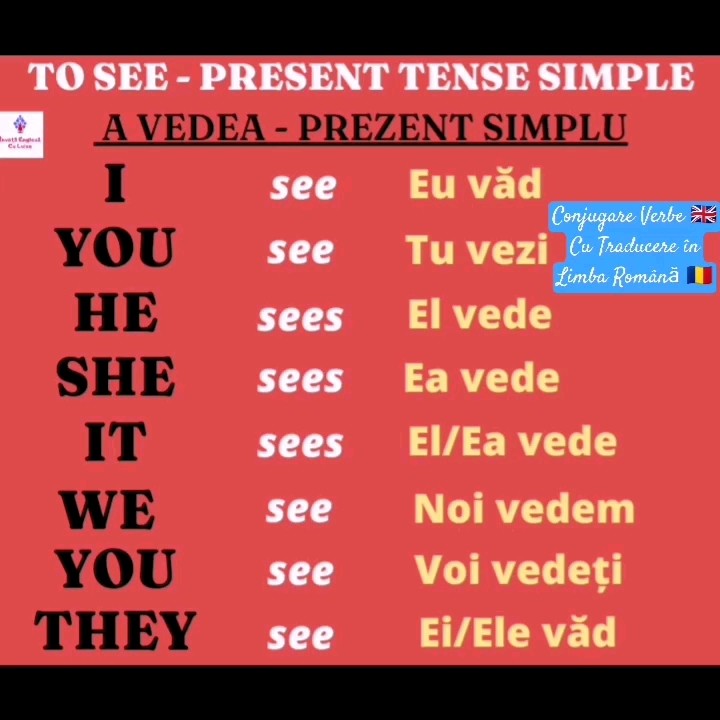 🇬🇧 "TO SEE"/A VEDEA - CONJUGARE PREZENTUL SIMPLU (PRESENT SIMPLE) CU ...