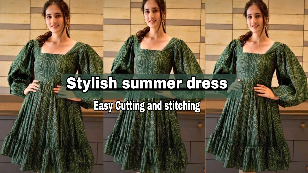 Stylish summer short frock cutting and stitching//summer short dress ...