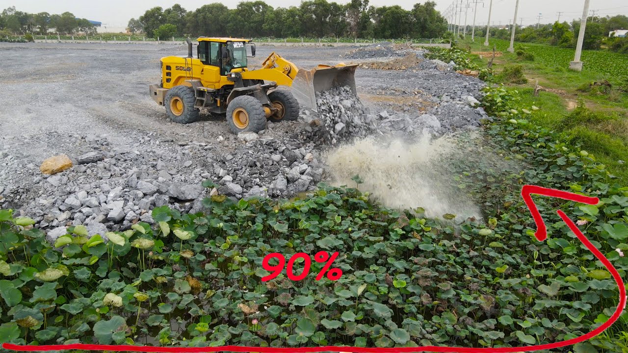 Update! Excellent Techniques Wheel Loader Moving Stone Drop in Water ...