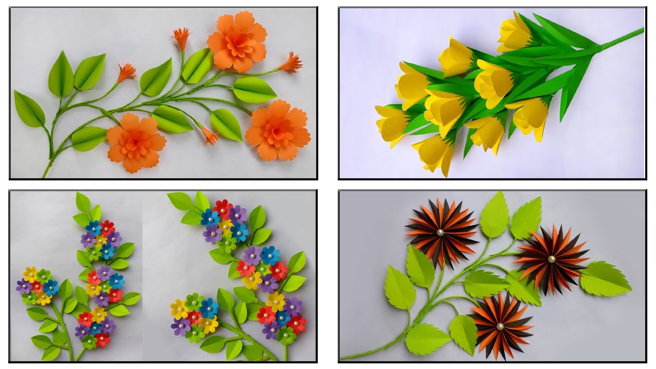 Diy 4 Paper Flowers - কাগজের ফুল বানানো - kagojer Ful - Making 4 ...