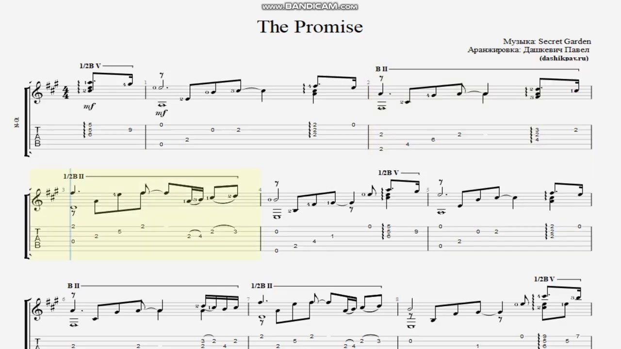 The Promise - Secret Garden | Fingerstyle Guitar | Free Tab & Sheet ...