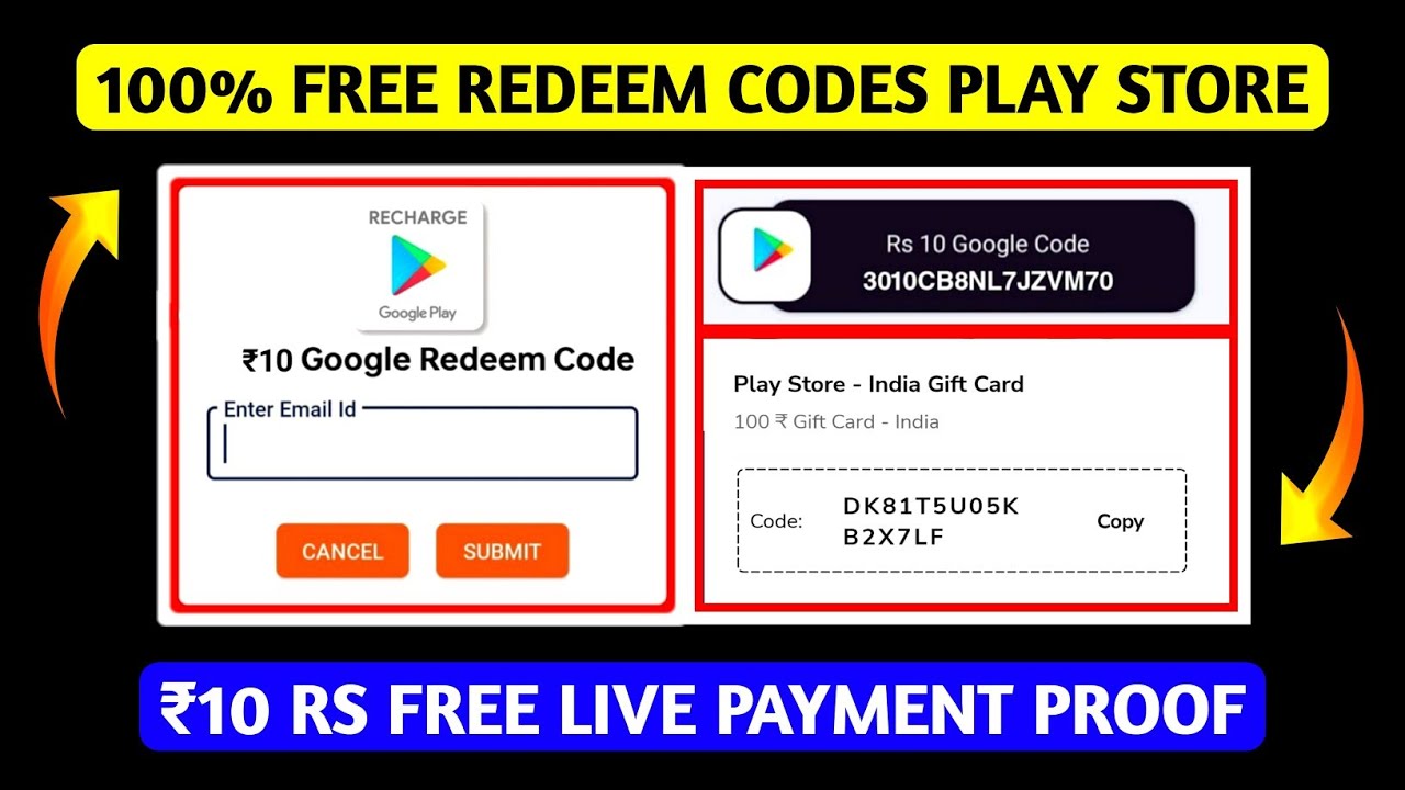 100% Free ₹10 Google Play Redeem Code | How to get free redeem code ...