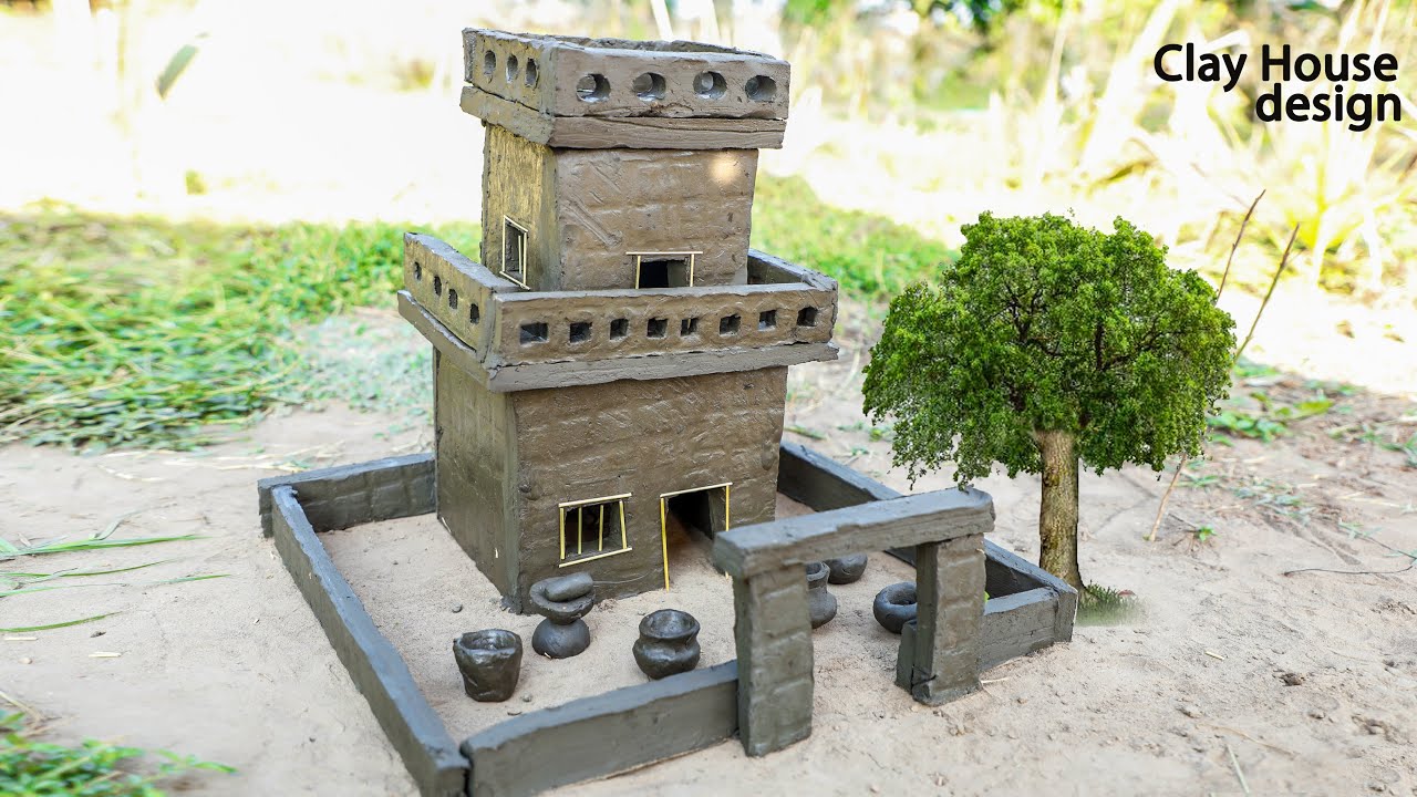 How to Make Traditional Clay House in Village | Miniature Clay House ...