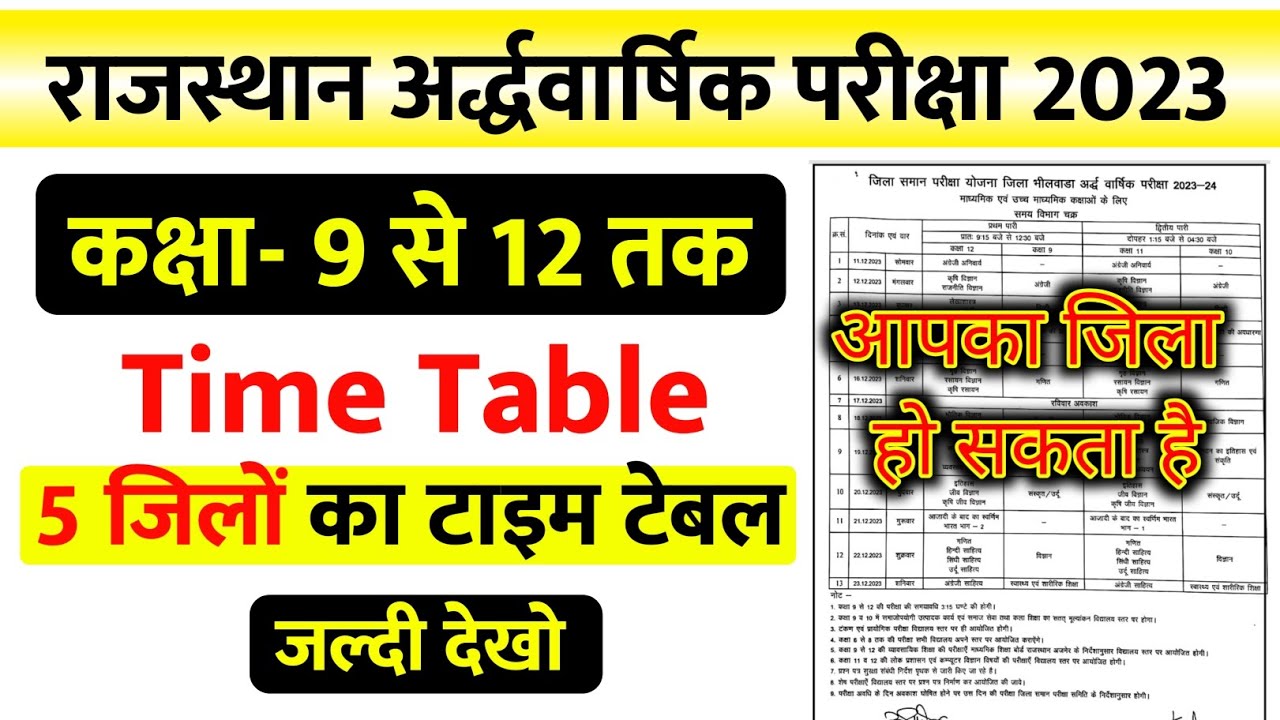 Rbse Half Yearly Time Table 2024 25 Time Table rbse-half-yearly-time-table-2024-25-time-table