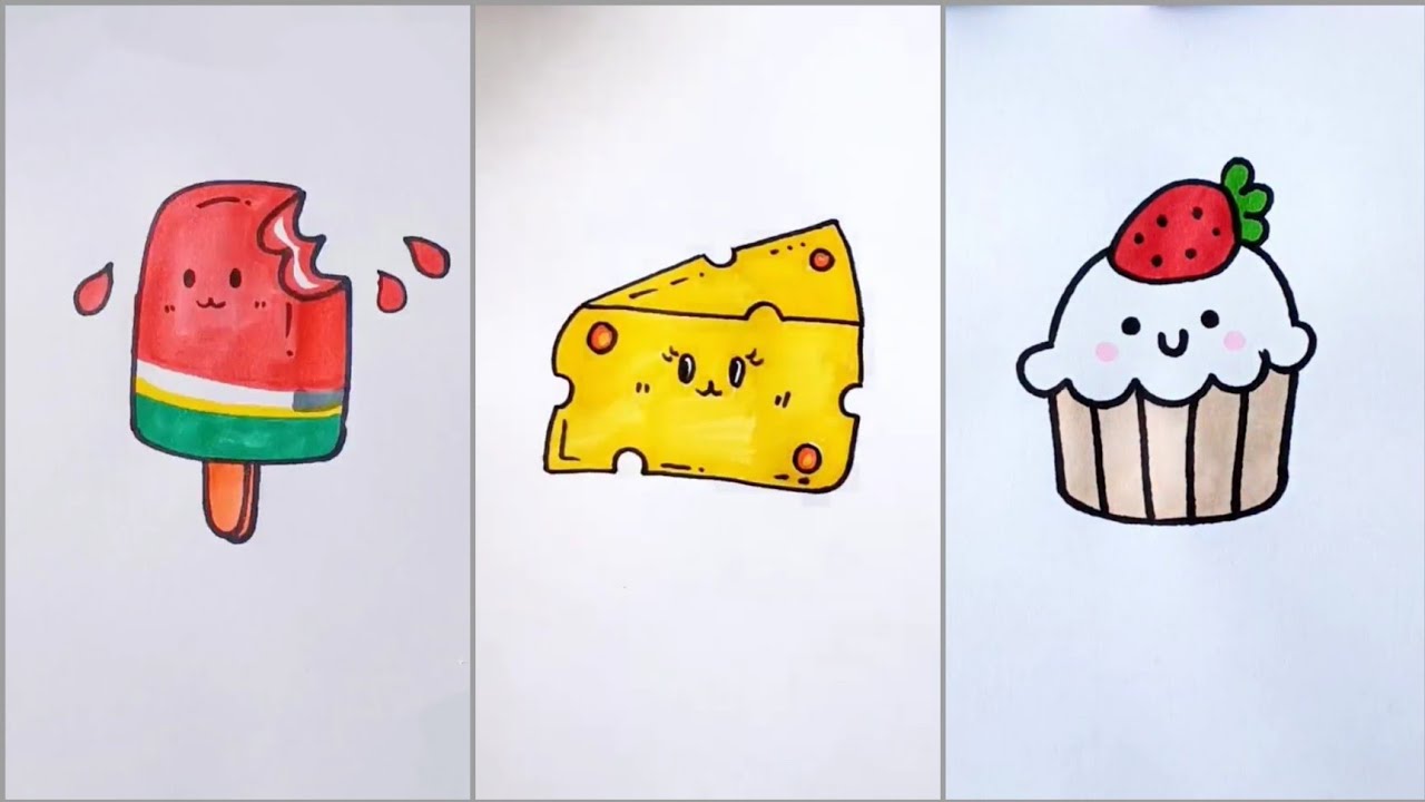 How to draw cute food | Cute pictures drawing - YouTube