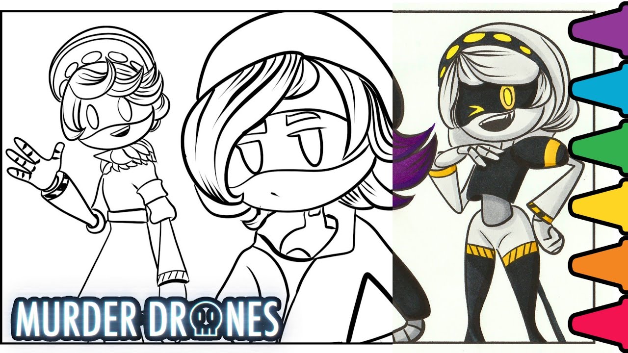 Murder Drones Coloring Page | N, Uzi and V | Glitch Productions ...