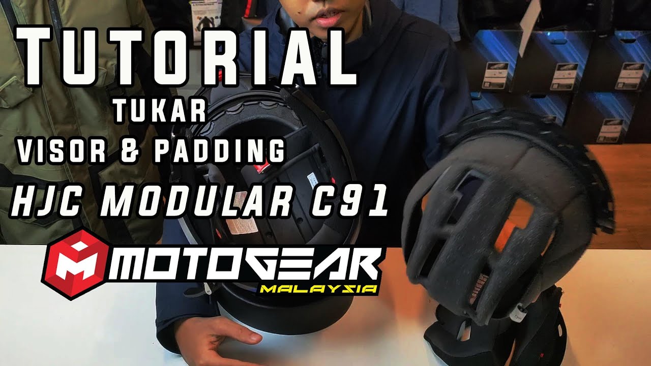 HJC C91 FLIP -UP | HELMET TUTORIAL | TUKAR VISOR & PADDING - YouTube