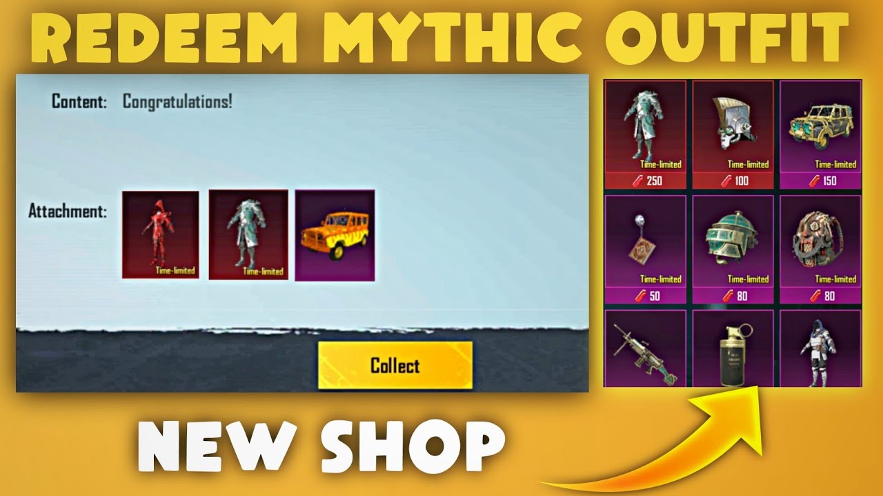 How To Get Free Mythic Outfit | New Redeem Shop Update Bgmi | Free ...