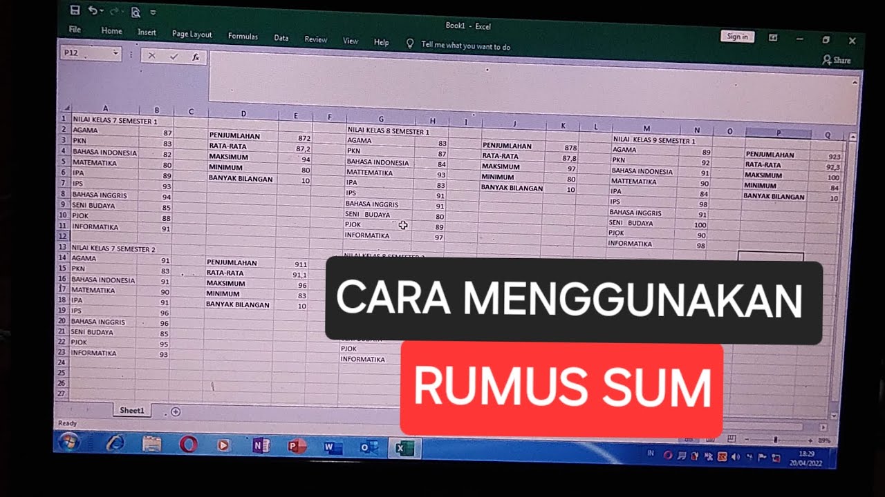 Cara Menggunakan Rumus SUM, AVERAGE, MAX, MIN, COUNT, dan Fungsi akar ...