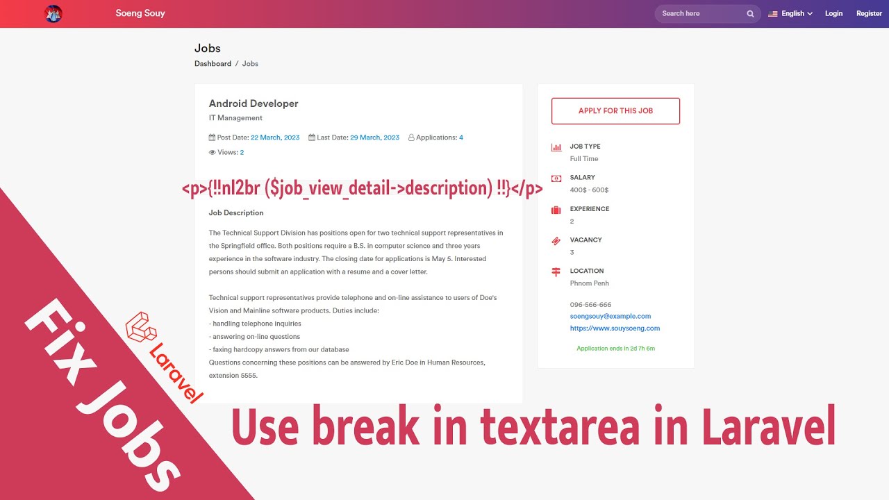 Preserve Line Breaks In Textarea Input Laravel HR Job Post YouTube preserve-line-breaks-in-textarea-input-laravel-hr-job-post-youtube
