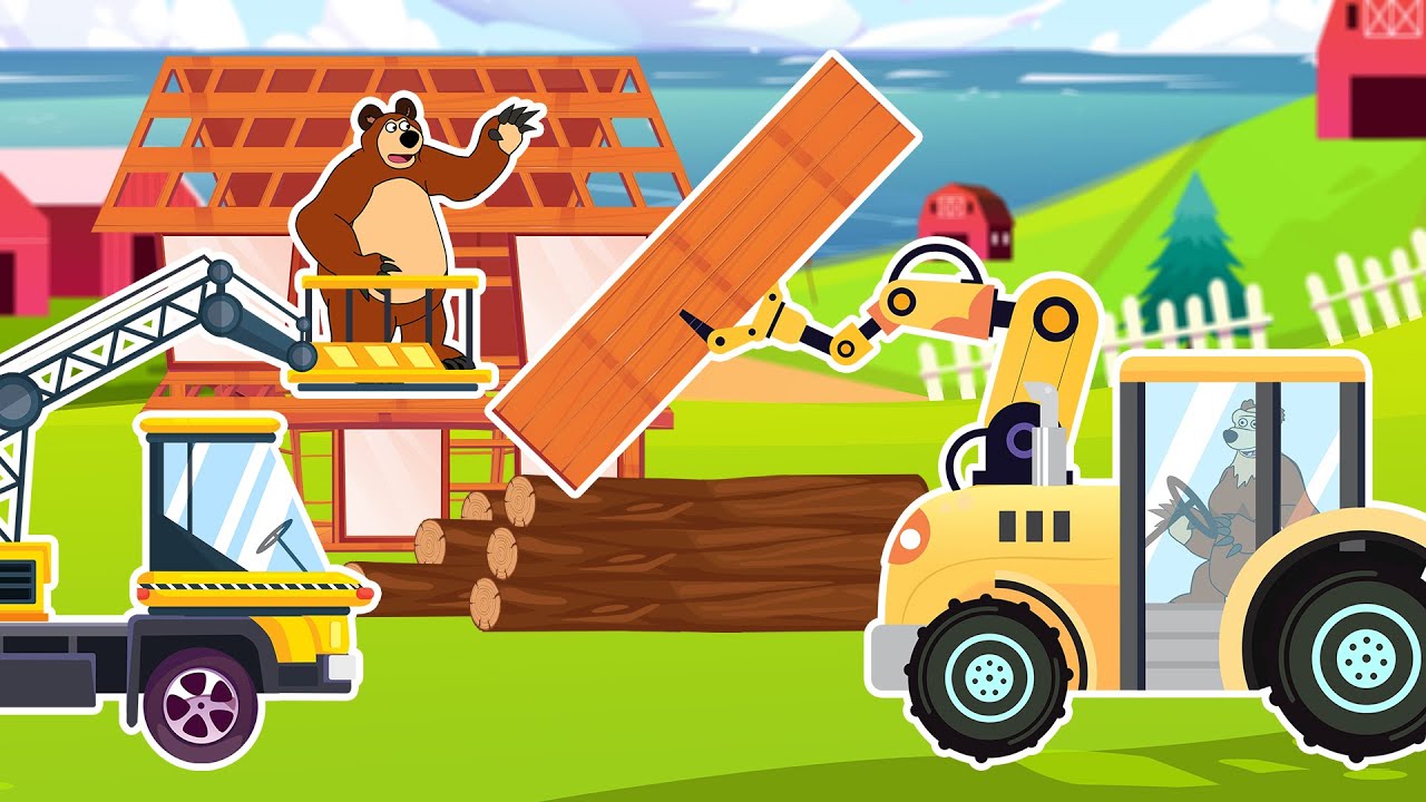 The Bear Farm: Bear Farmer Builds House Using Excavator and Crane ...