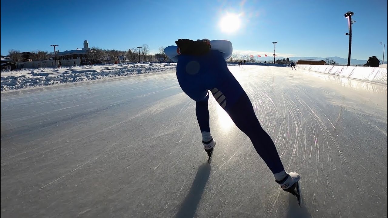 One lap at James B. Sheffield Olympic Skating Rink in Lake Placid - YouTube