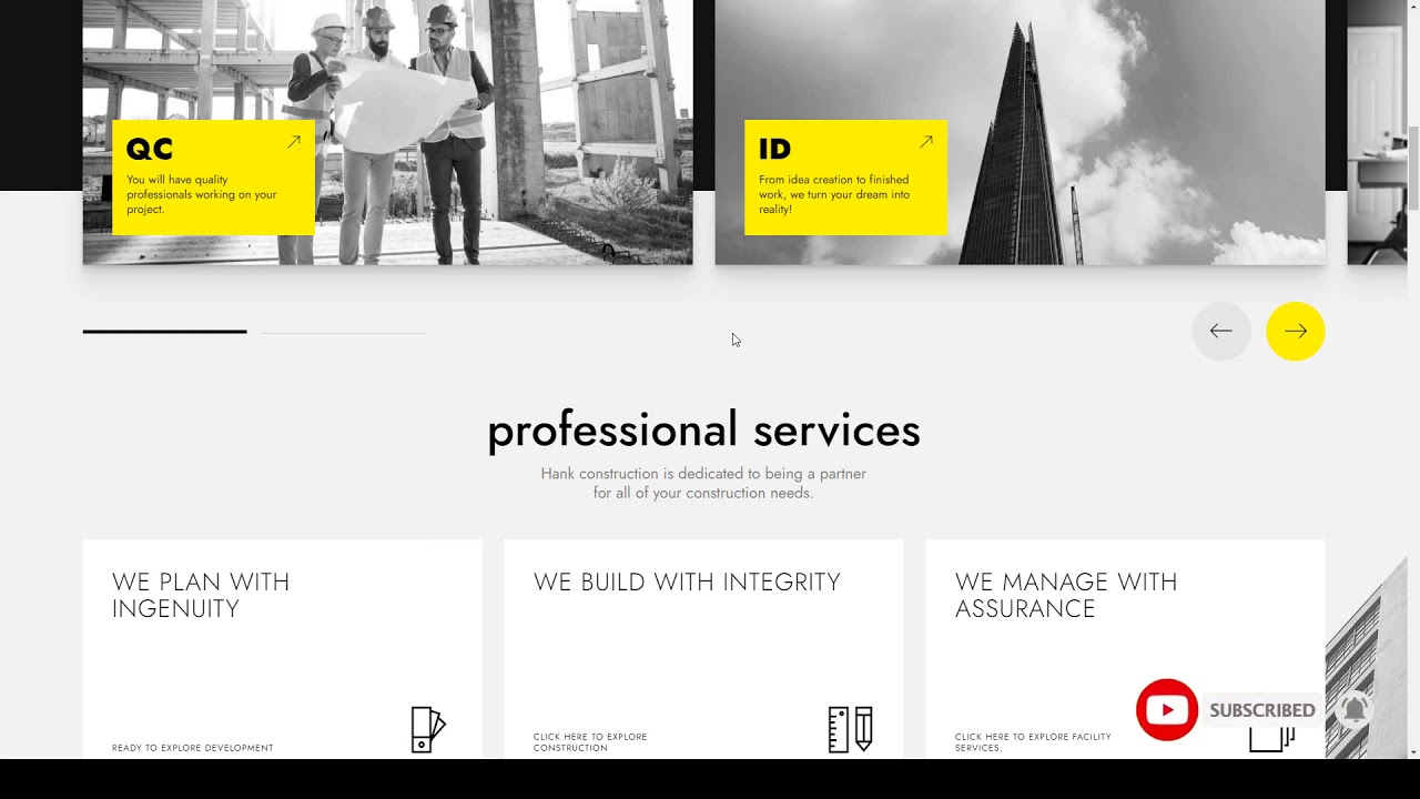 Hank - Construction WordPress theme industry company Easy Create Website - YouTube