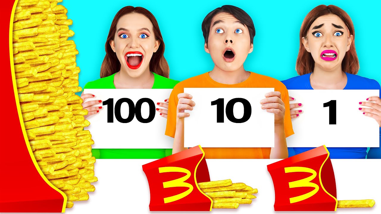 100 खाद्य परतें चुनौती #6 Multi Do Fun Challenge - YouTube