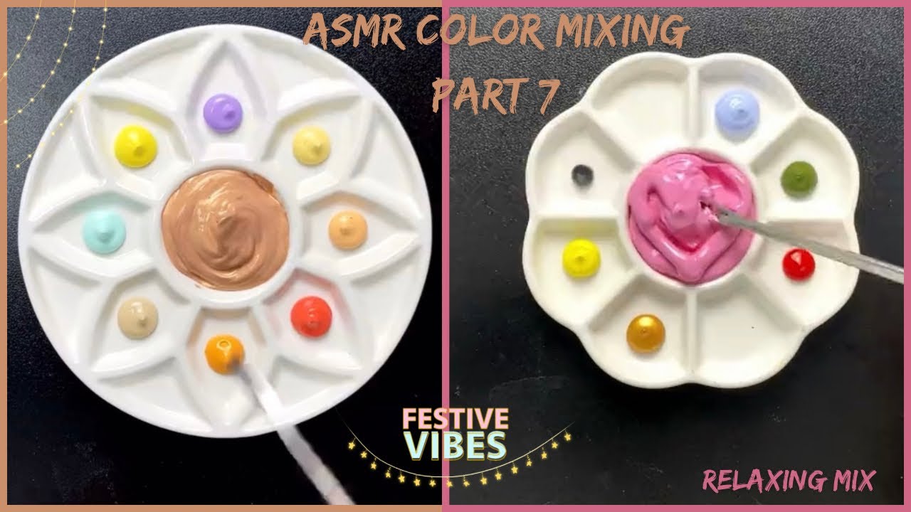ASMR Color Mixing Part 7🌈 [Festive Edition ] 6 Color Palettes ...