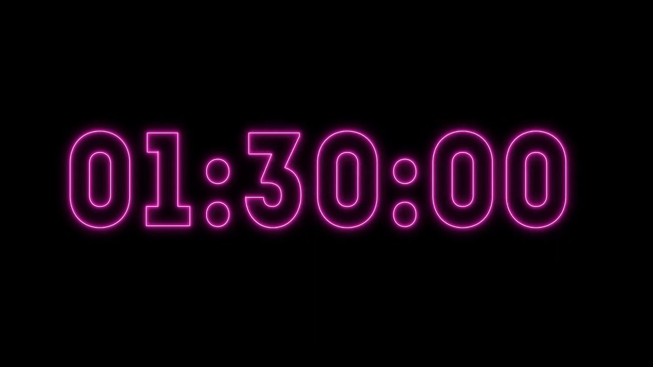 Violet neon timer 1 hour 30 inutes (stopwatch) - YouTube