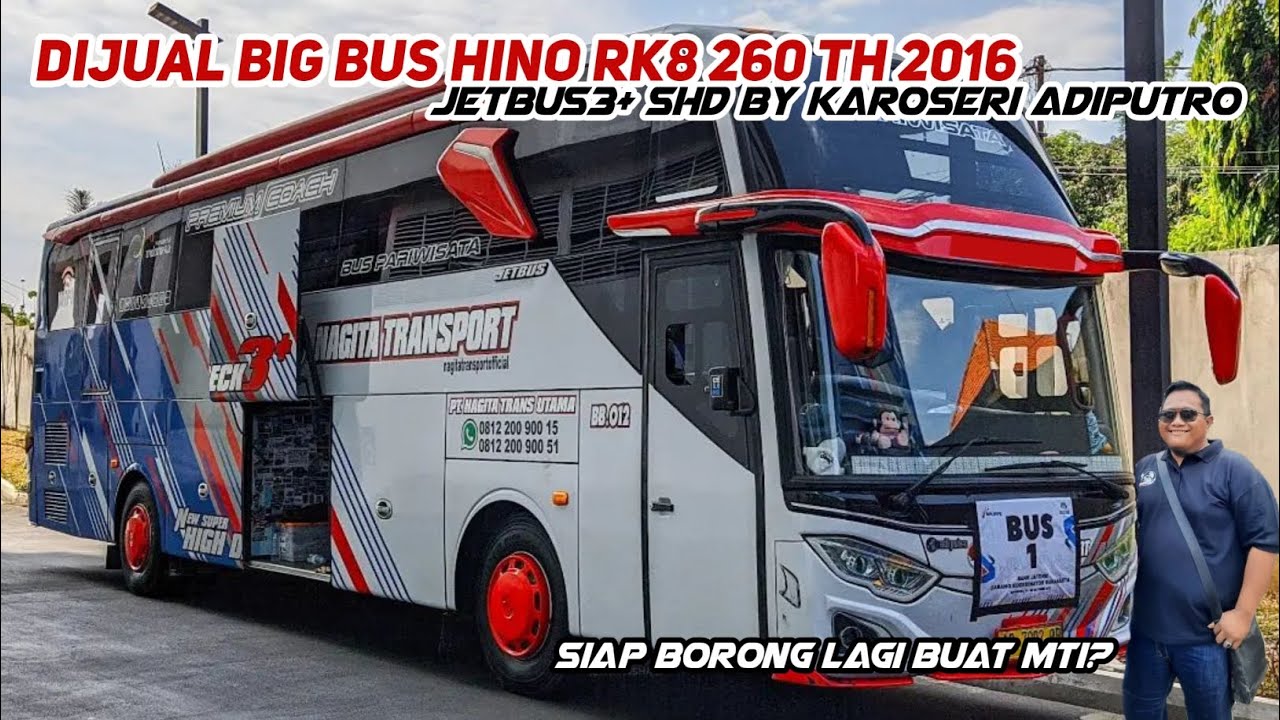 DIJUAL BUS HINO RK8 260 TAHUN 2016 BY KAROSERI ADIPUTRO HANYA 850JTAN ...