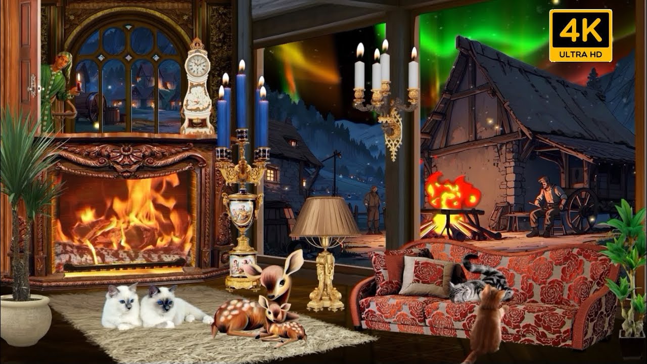 4K - Knisternder Kamin - Kaminfeuer zum Entspannen und Abschalten (5 ...