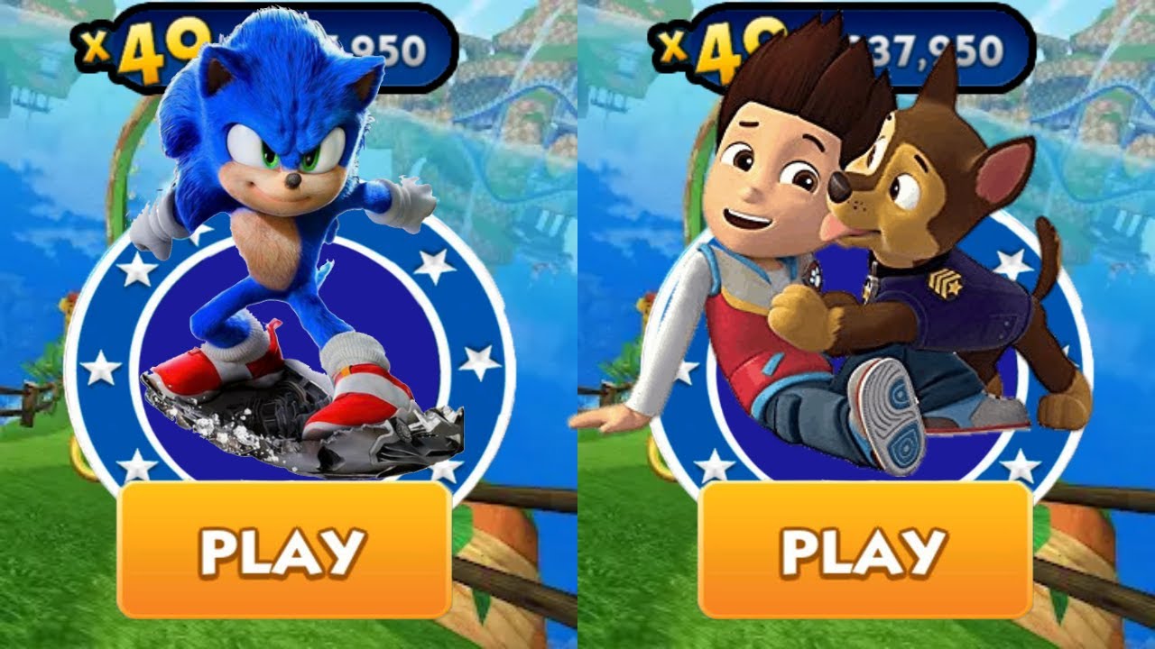 Sonic Dash vs PAW Patrol Ryder Run - Movie Sonic vs All Characters ...