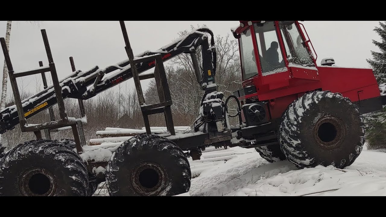 Homemade forwarder we drive to the adjacent felling area - YouTube